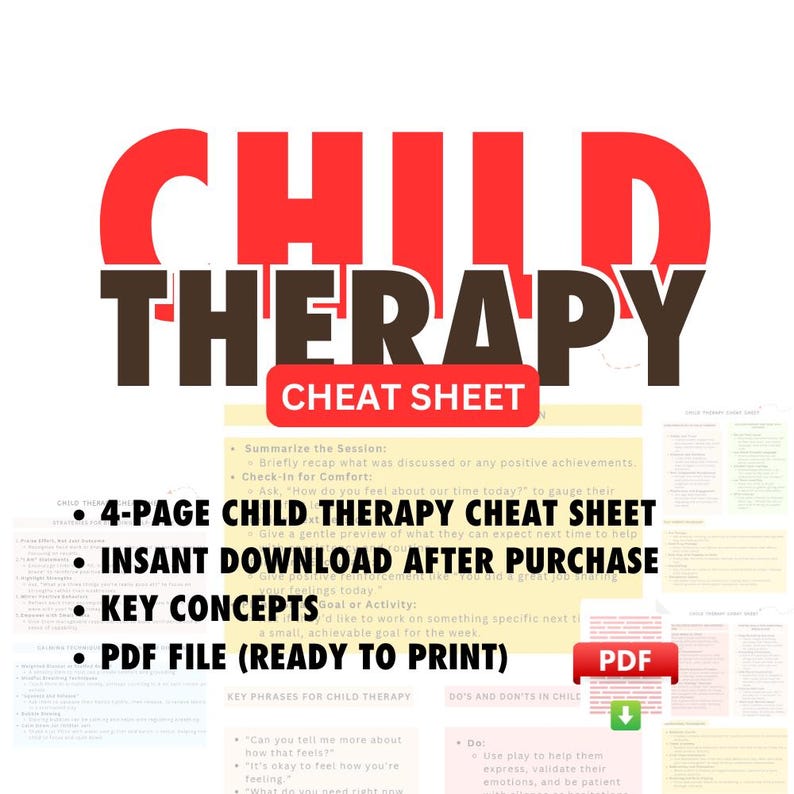 Child Therapy Cheat Sheet - Therapy Resources for Kids - Child ...