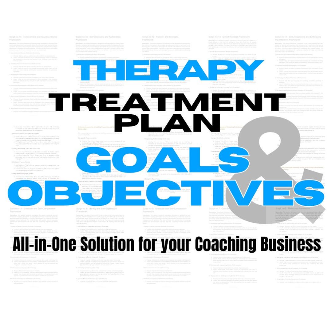 Treatment Plan Goals and Objectives, Therapy Goals and Objectives, Treatment Planning Tool ...