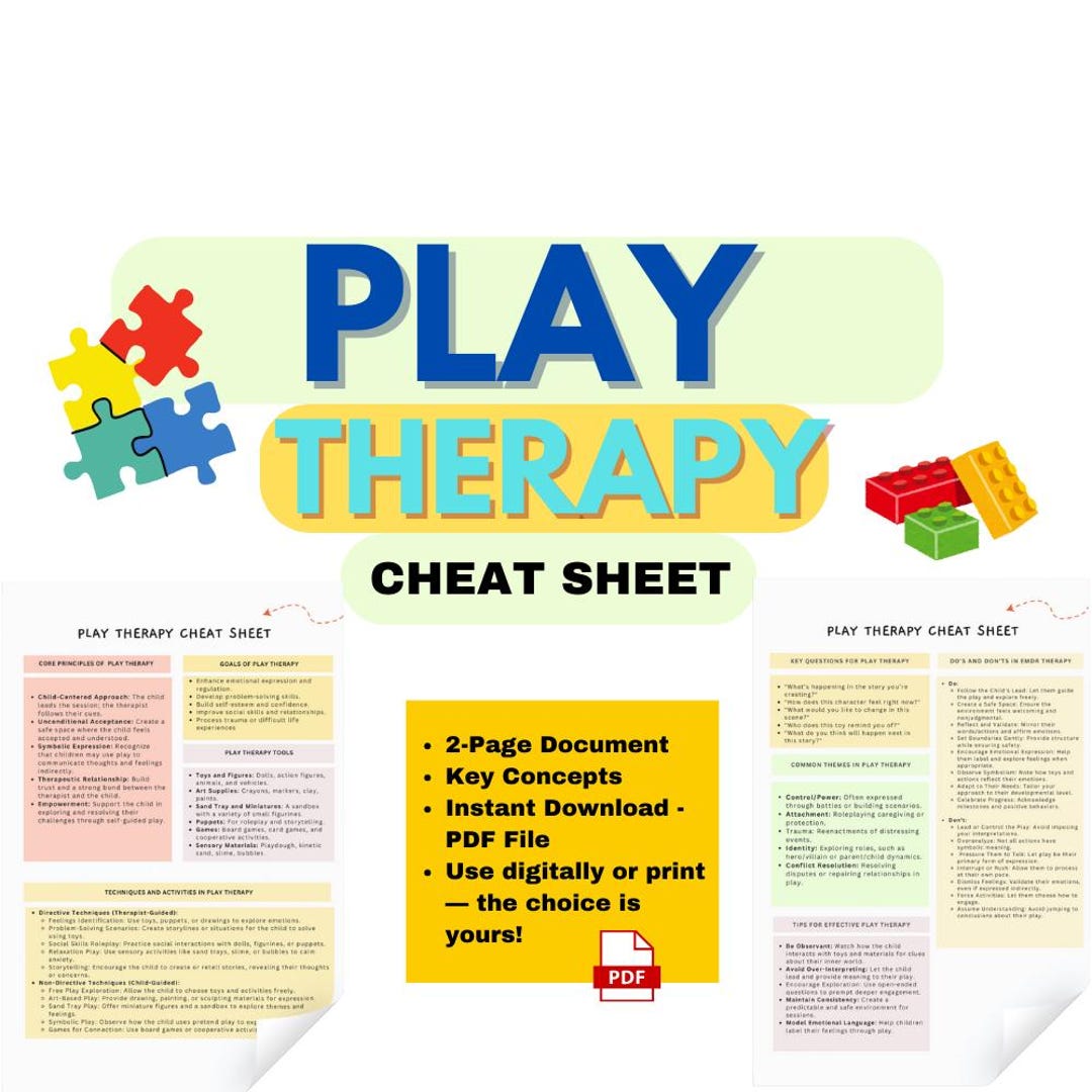Play Therapy Cheat Sheet, Child Therapy Tools, Play Therapy Resources ...