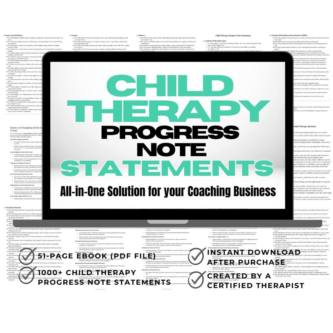 Child Therapy Progress Note Statements, Therapy Progress Notes ...