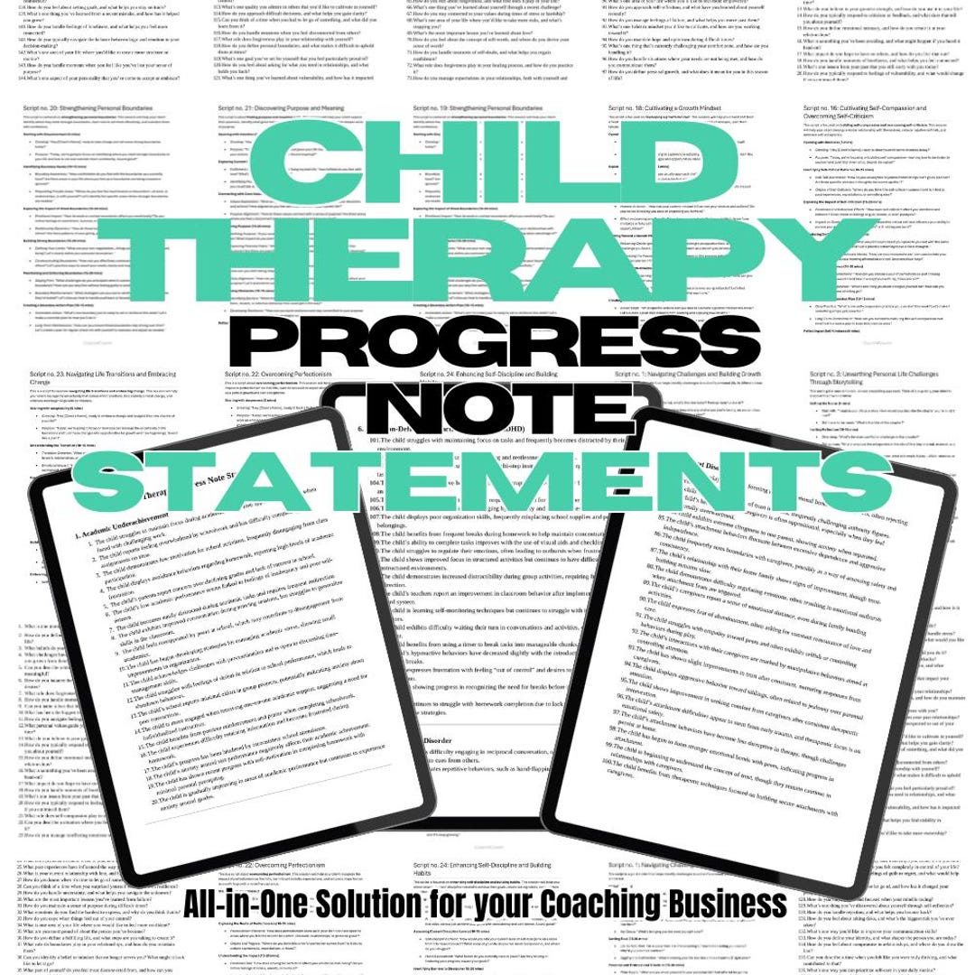 Child Therapy Resources, Kid Therapy Notes, Therapy Progress Note ...