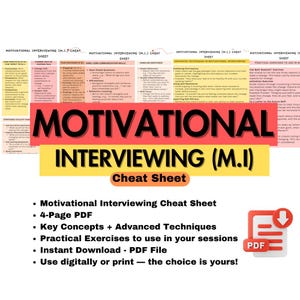 Motivational Interviewing Cheat Sheet, Therapy Worksheets Resources, MI ...