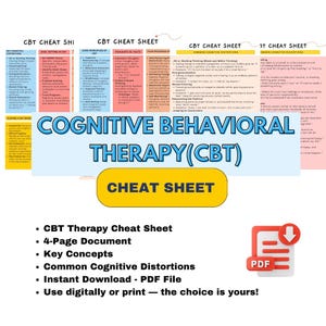 CBT Cheat Sheet, Cognitive Behavioral Therapy Resources, Therapy Tools ...