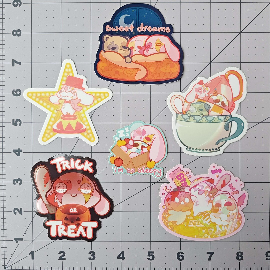 Fall Seasonal Stickers | Circus, Halloween, Sleepy Bunny Plushies | 3 ...