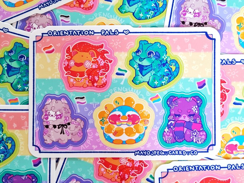 LGBTQ Plushy Sticker Sheet Lesbian Lion, Gay Gecko, Asexual Alpaca ...