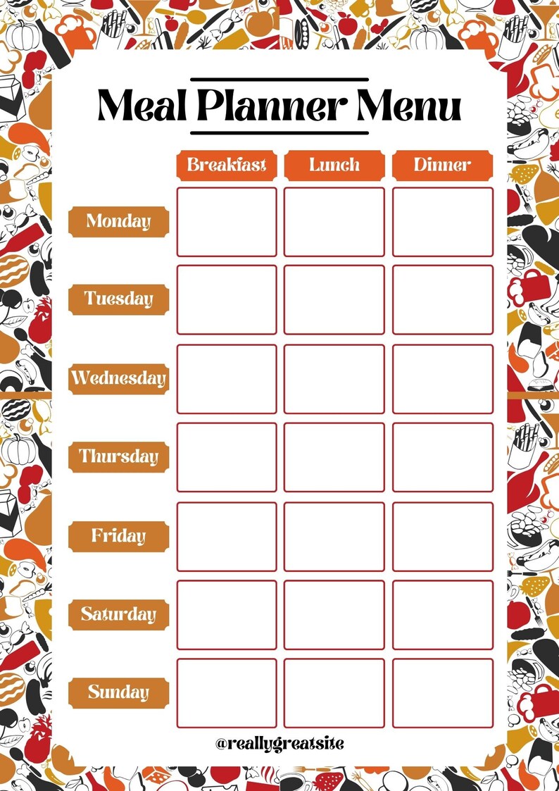 Colorful Kids Daily Meal & Snack Planner Printable Digital Download - Etsy