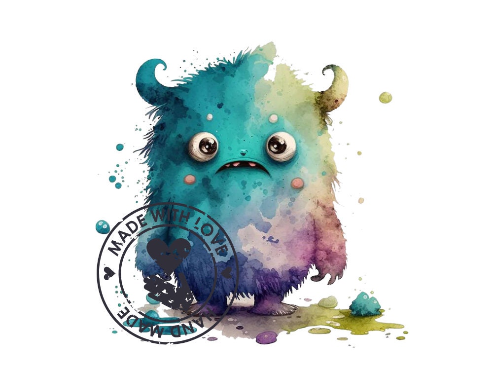 Watercolor Monster Clipart Set for Paper Crafts Instant Digital ...