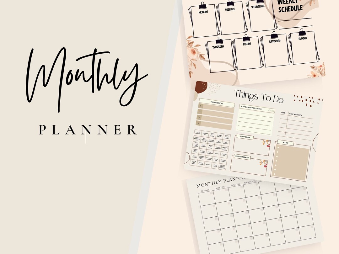 Monthly Digital Planner Insert for Goodnotes Undated Monthly Planner ...