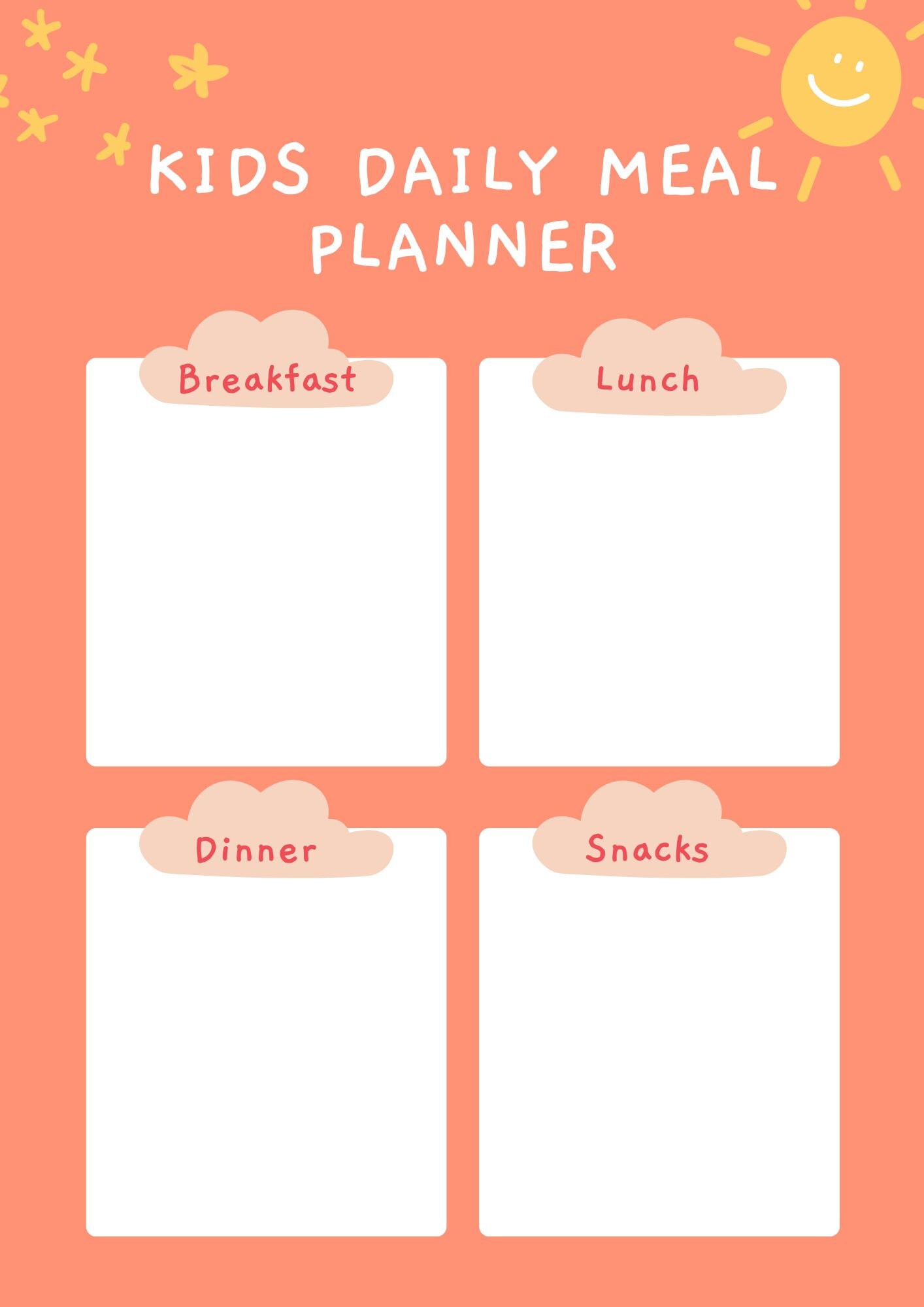 Colorful Kids Daily Meal & Snack Planner Printable Digital Download - Etsy