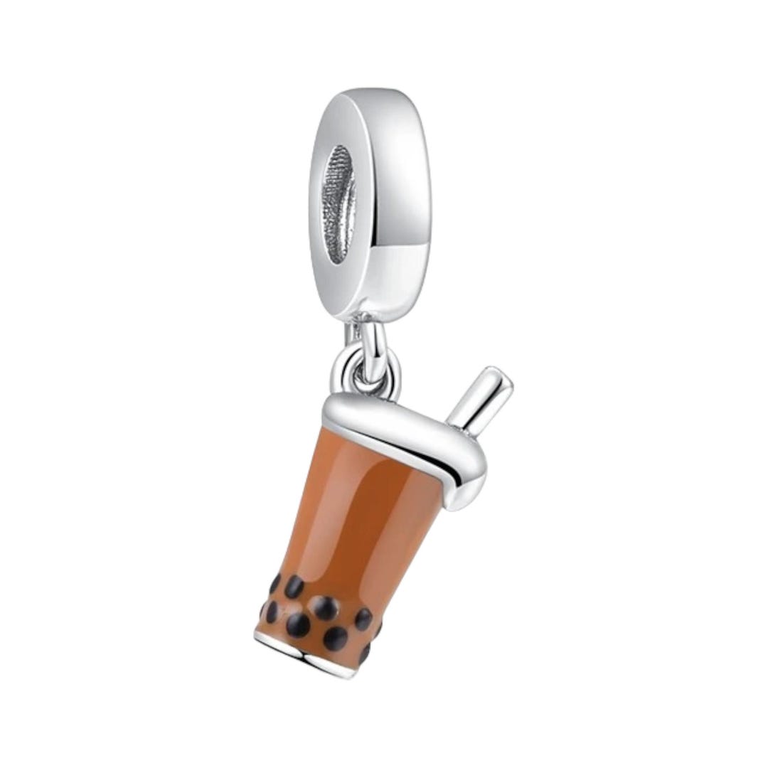 Bubble Tea Charm, Chocolate Bubble Tea Dangle Charm, Charm for Bracelet ...