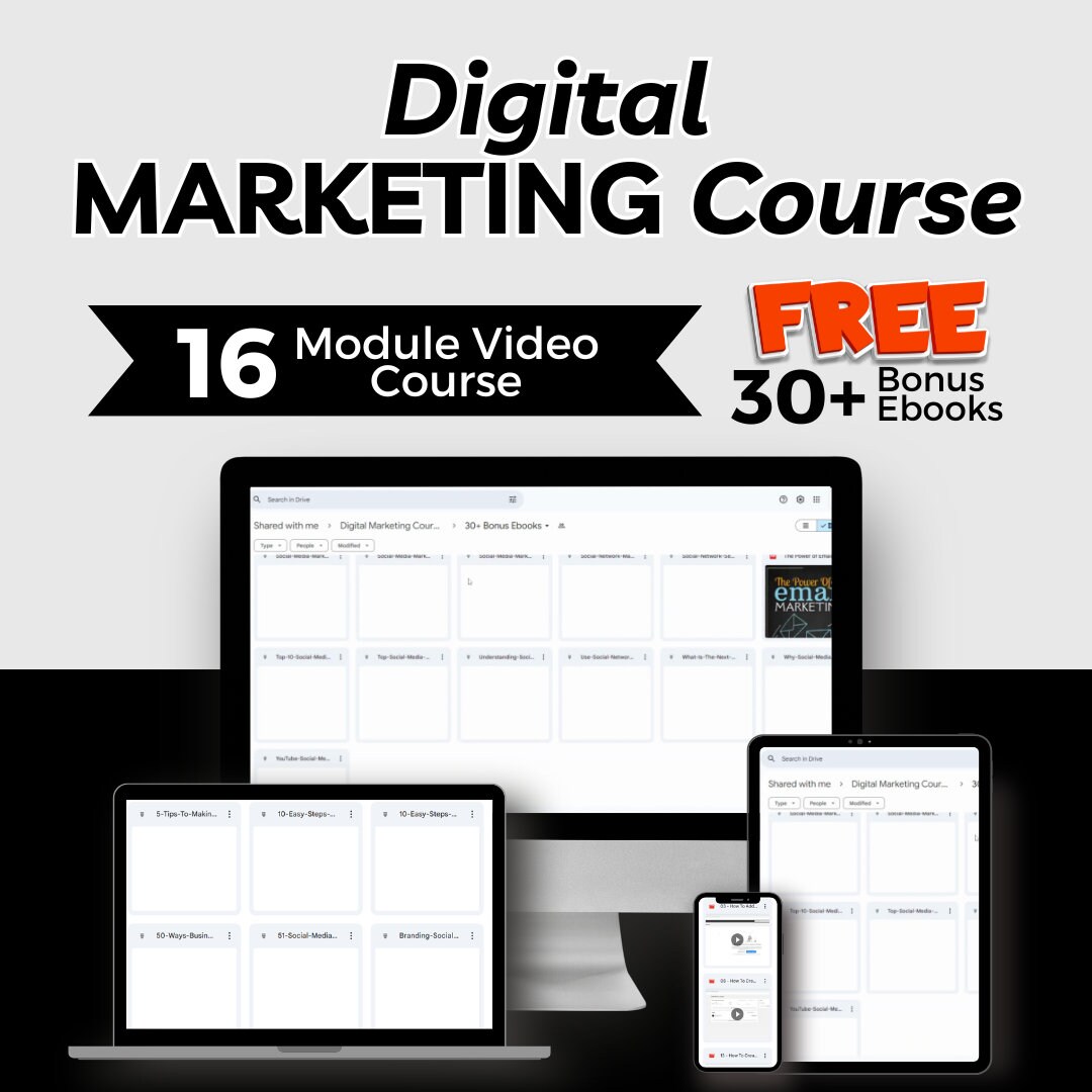 Digital Marketing Course 16 Module Video Course FREE 30 Bonus Ebooks - Etsy
