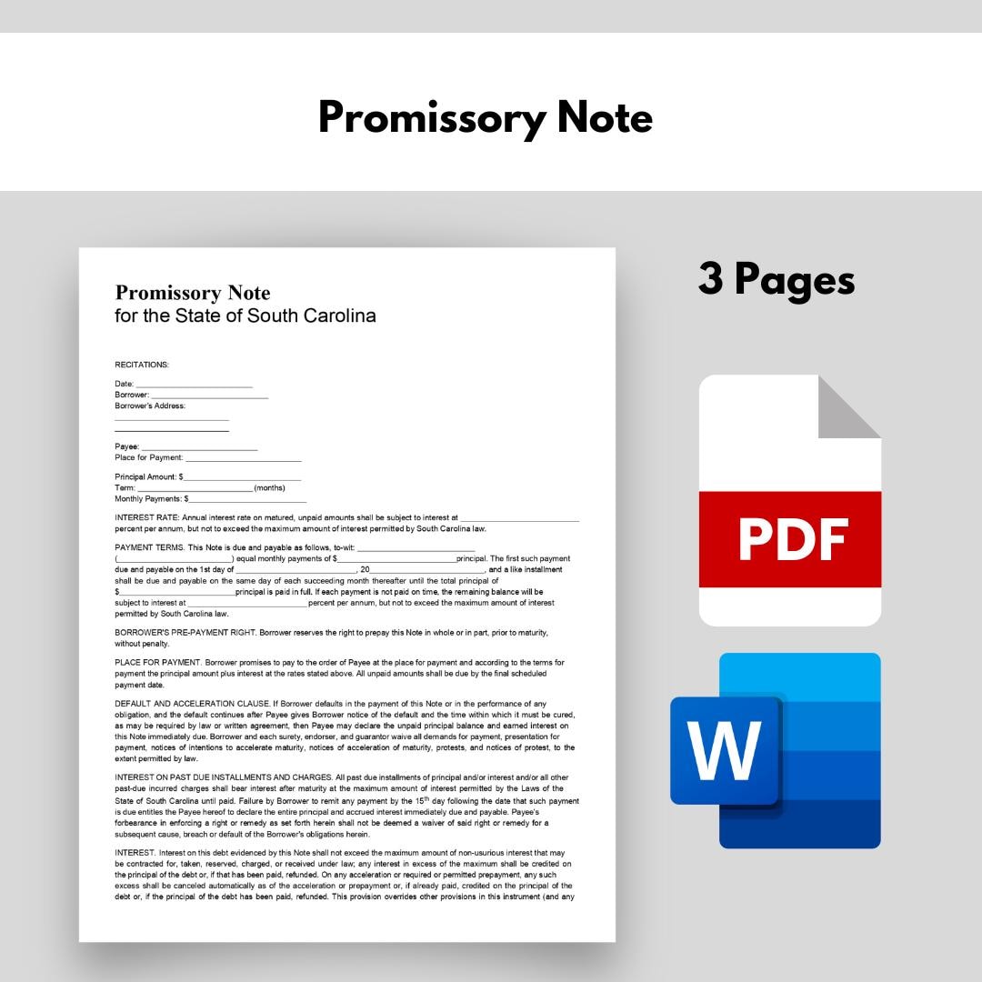 Promissory Note Template | Loan Agreement Form | Editable PDF & Word ...