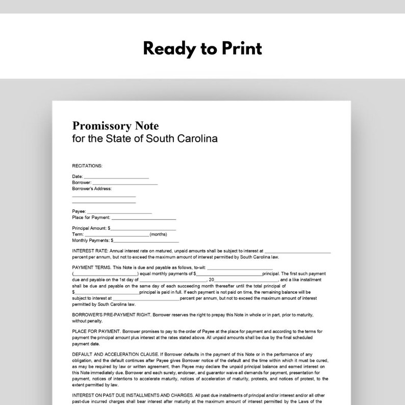 Promissory Note Template | Loan Agreement Form | Editable PDF & Word ...