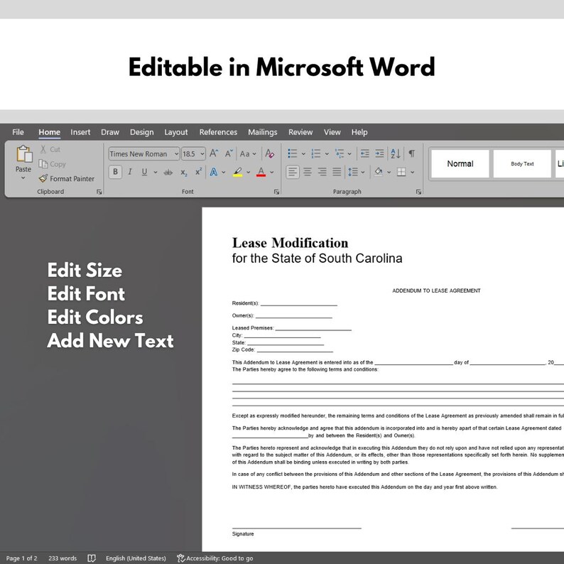 Lease Modification Agreement Template | Editable PDF | Landlord and ...