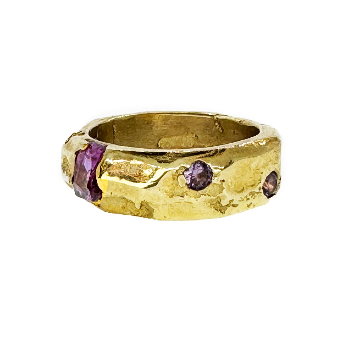Custom Chunky Nugget Ring With Lab Grown Rhodalite Garnet Nano Gems - Etsy