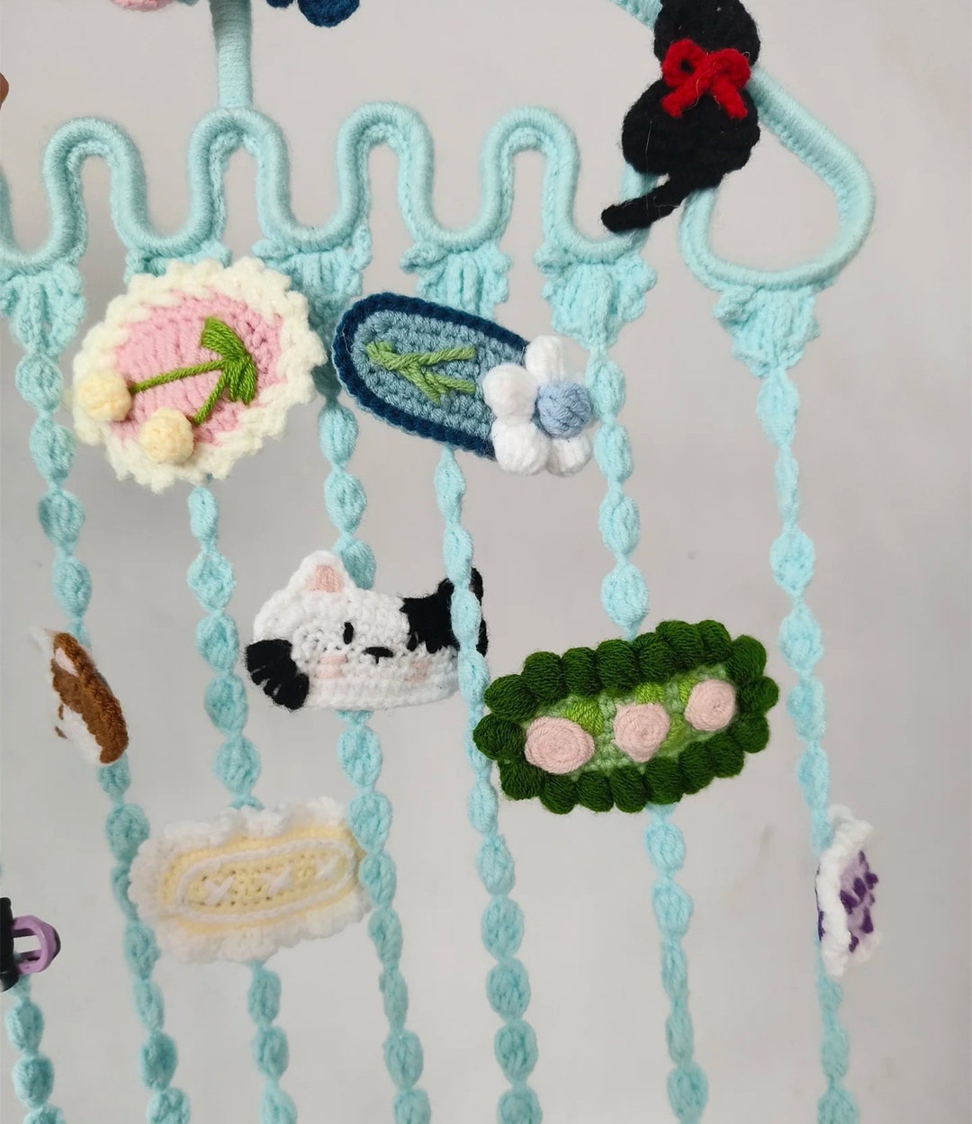 Blue Crochet Claw Clip Organizer, Crochet Claw Clip Organizer, Cute ...