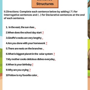 English ELA: Sentence Structures Downloadable PDF Worksheets - Etsy