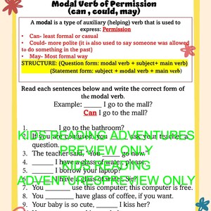 English ELA: Modal Verbs, Permission, Ability, Prohibition, and ...