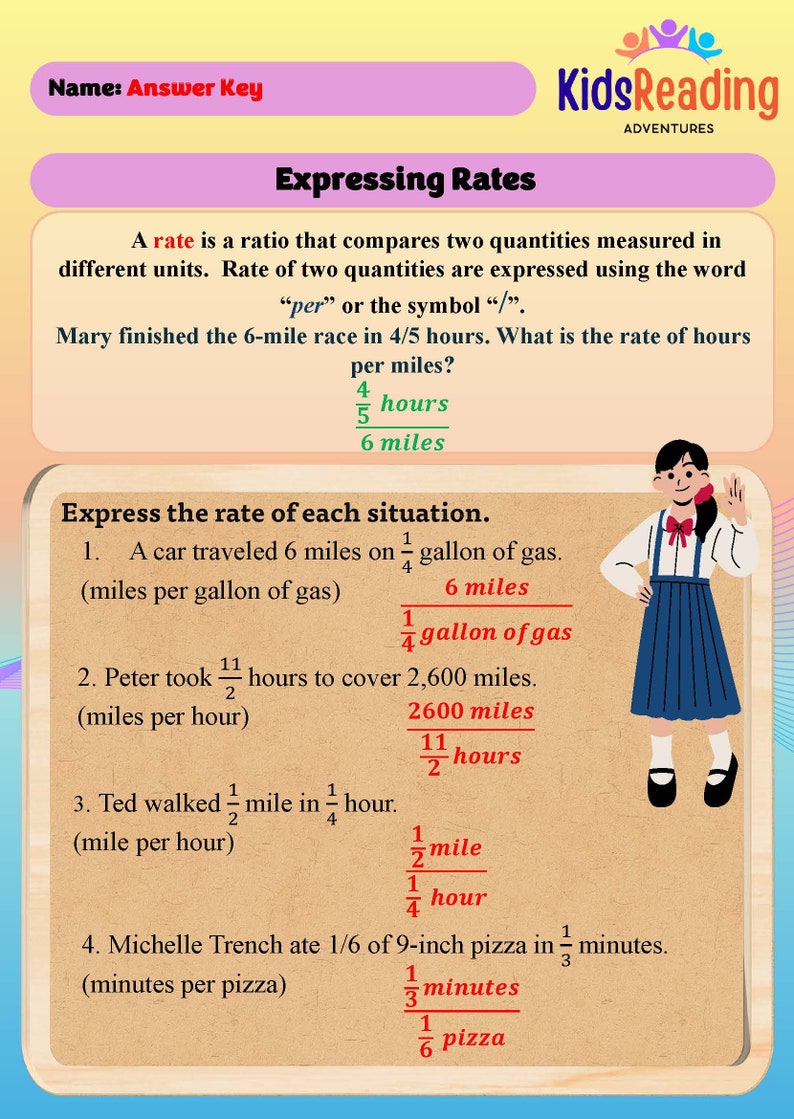 Math: Mastering Rates and Unit Rates With Ratios and Fractions. - Etsy
