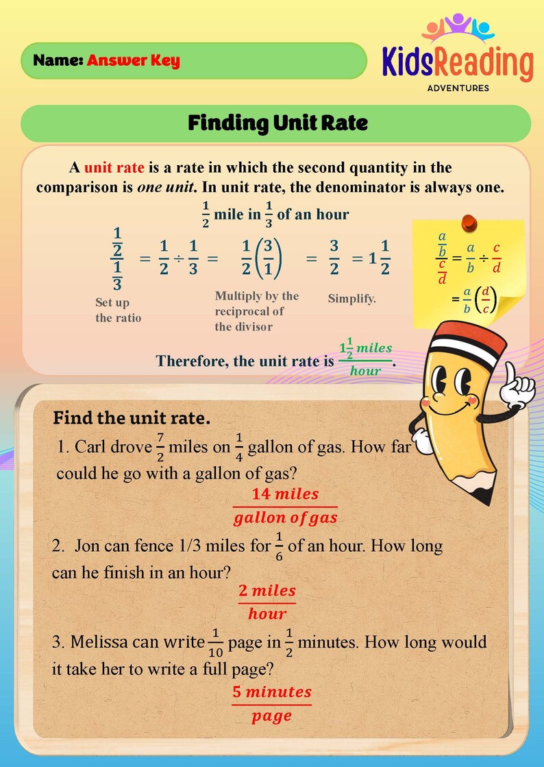 Math: Mastering Rates and Unit Rates With Ratios and Fractions. - Etsy