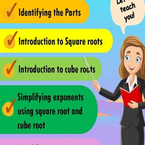 Square Roots & Exponents Worksheets: Math Practice (PDF Download) - Etsy