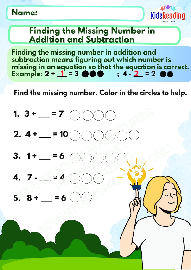 Grade 1 Math: Determine the Unknown Whole Number in Addition or ...