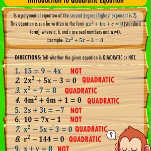 Math: Introduction to Quadratic Equations Downloadable PDF Worksheets ...