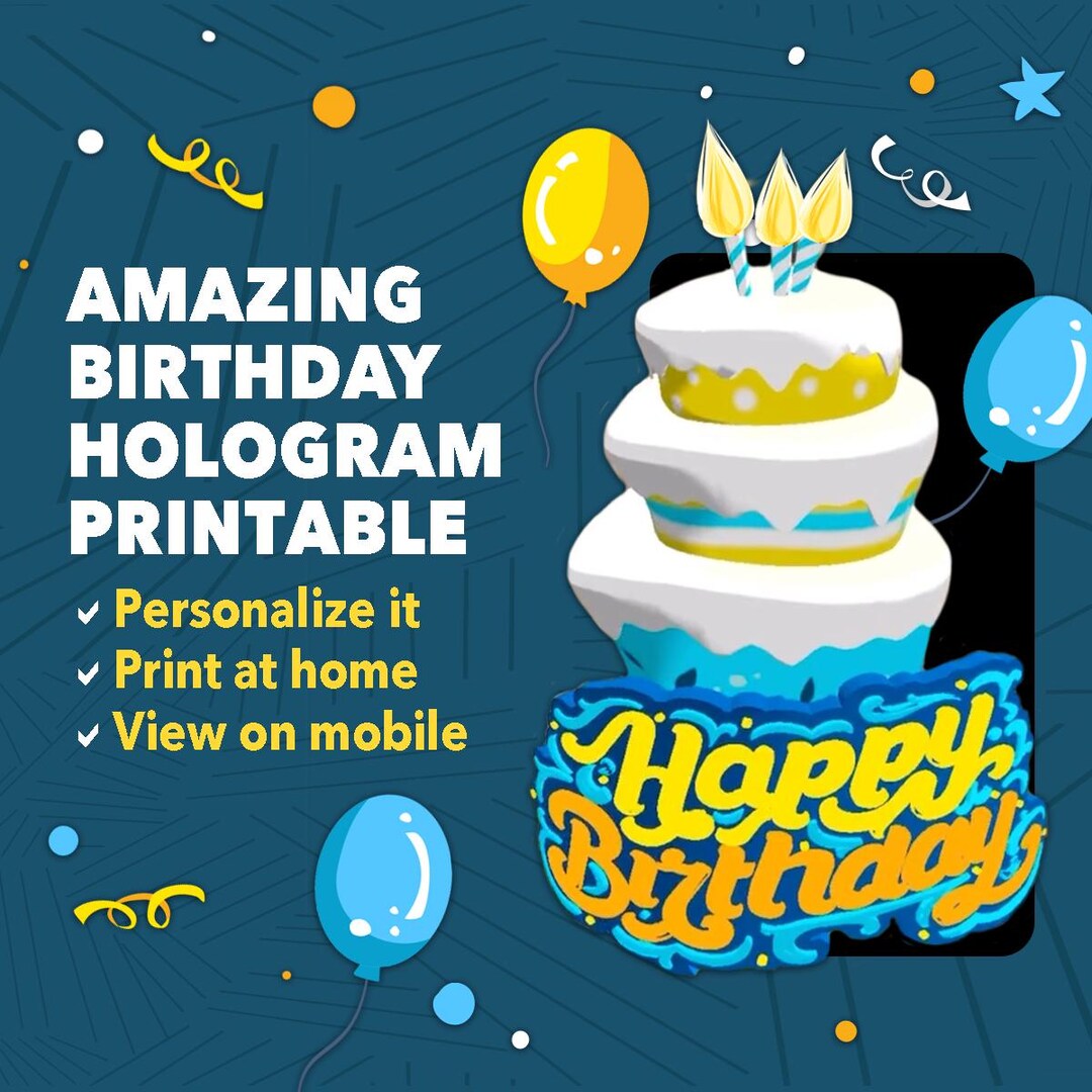 Printable Birthday Card | 3D Hologram | Custom | Digital Download ...