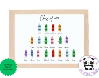 Personalised End of Year Class Print, Thank You Teacher Gift, Class ...