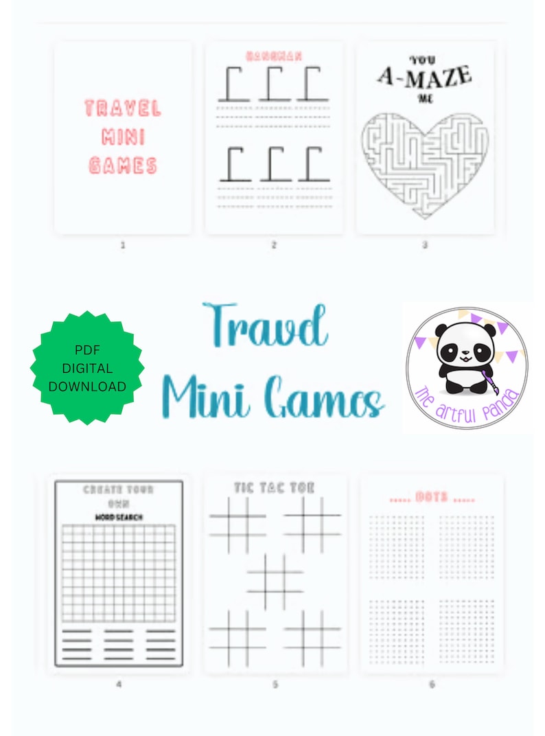 Mini Board Games Printables, Maze, Tic Tac Toe, Wordsearch, Dots, Make ...