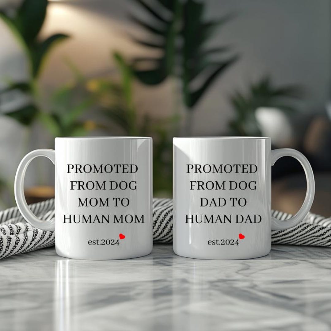 Personalized New Parents Mug, Promoted From Dog Mom to Human Mom Gift ...