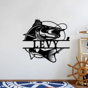 Custom Bass Fishing Metal Sign Led Lights, Fishing Metal Wall Art ...