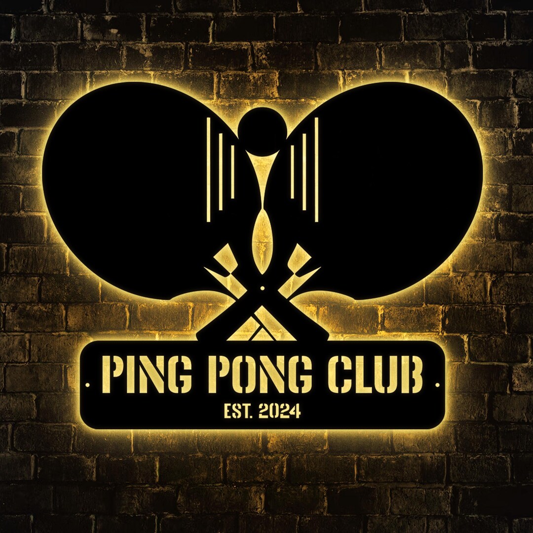 Custom Ping Pong Paddle Metal Sign With Led Light, Table Tennis Sign ...