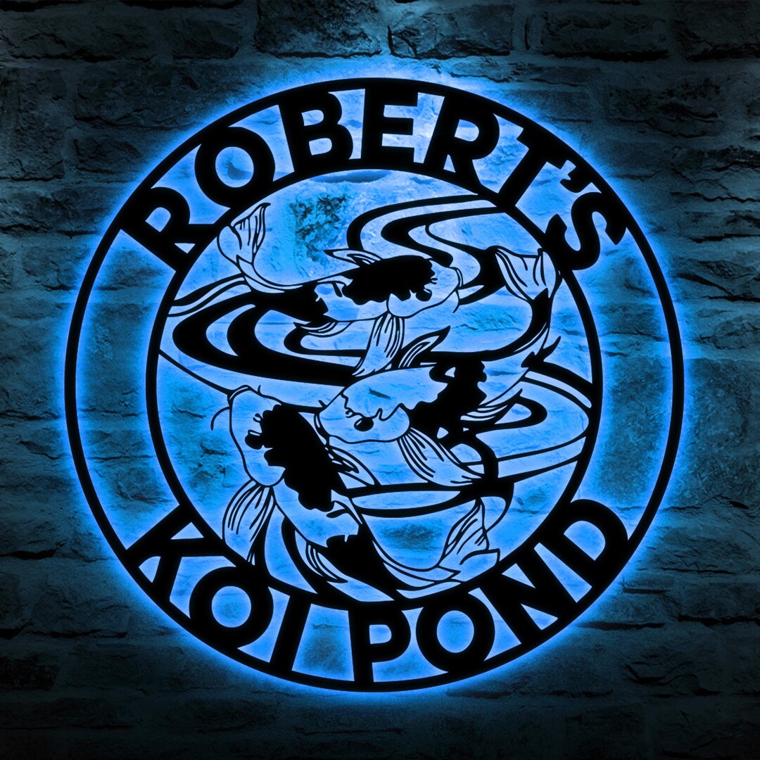 Custom Koi Fish Metal Wall Art With LED, Personalized Name Metal Sign ...