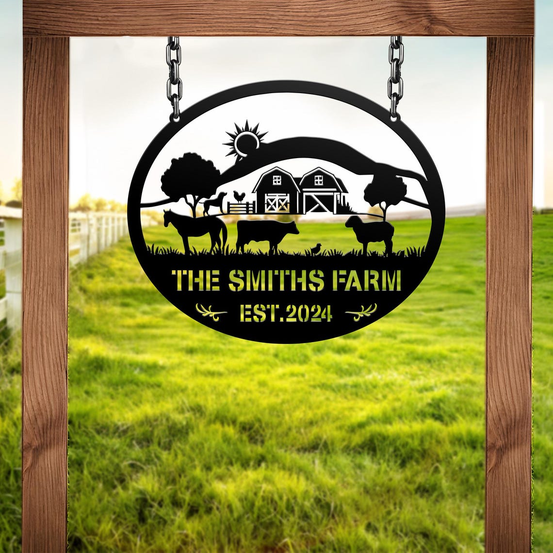 Custom Farmhouse Metal Sign, Custom Farm Name Metal Sign, Animal Farm ...