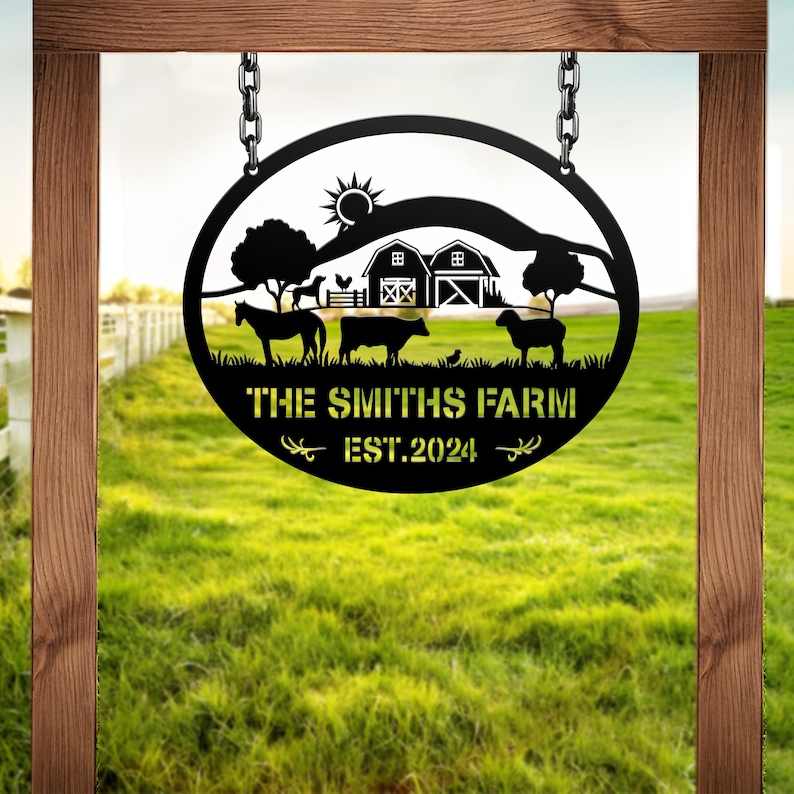 Custom Farmhouse Metal Sign, Custom Farm Name Metal Sign, Animal Farm ...