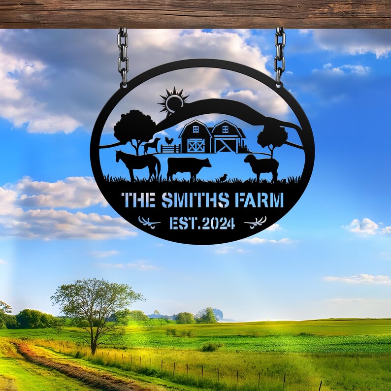 Custom Farmhouse Metal Sign, Custom Farm Name Metal Sign, Animal Farm ...