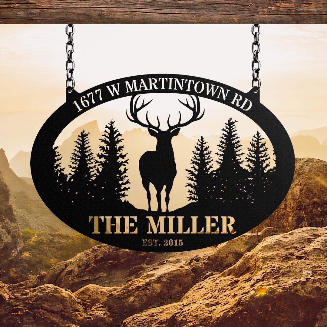 Personalized Deer Metal Ranch Sign, Custom Outdoor Cabin Sign With ...