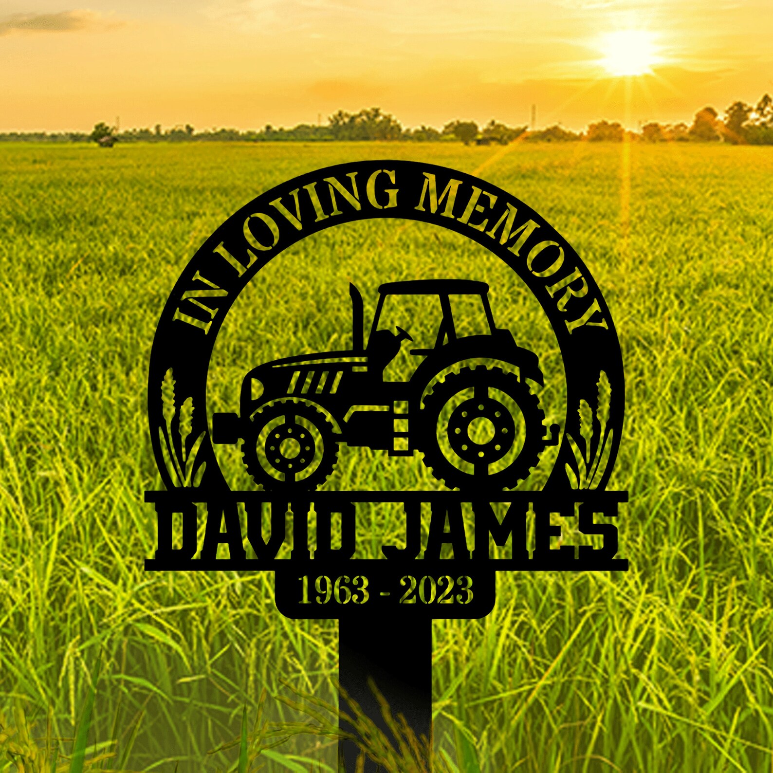 Custom Tractor Memorial Plaque Stake, Tractor Memorial Cross for Grave ...