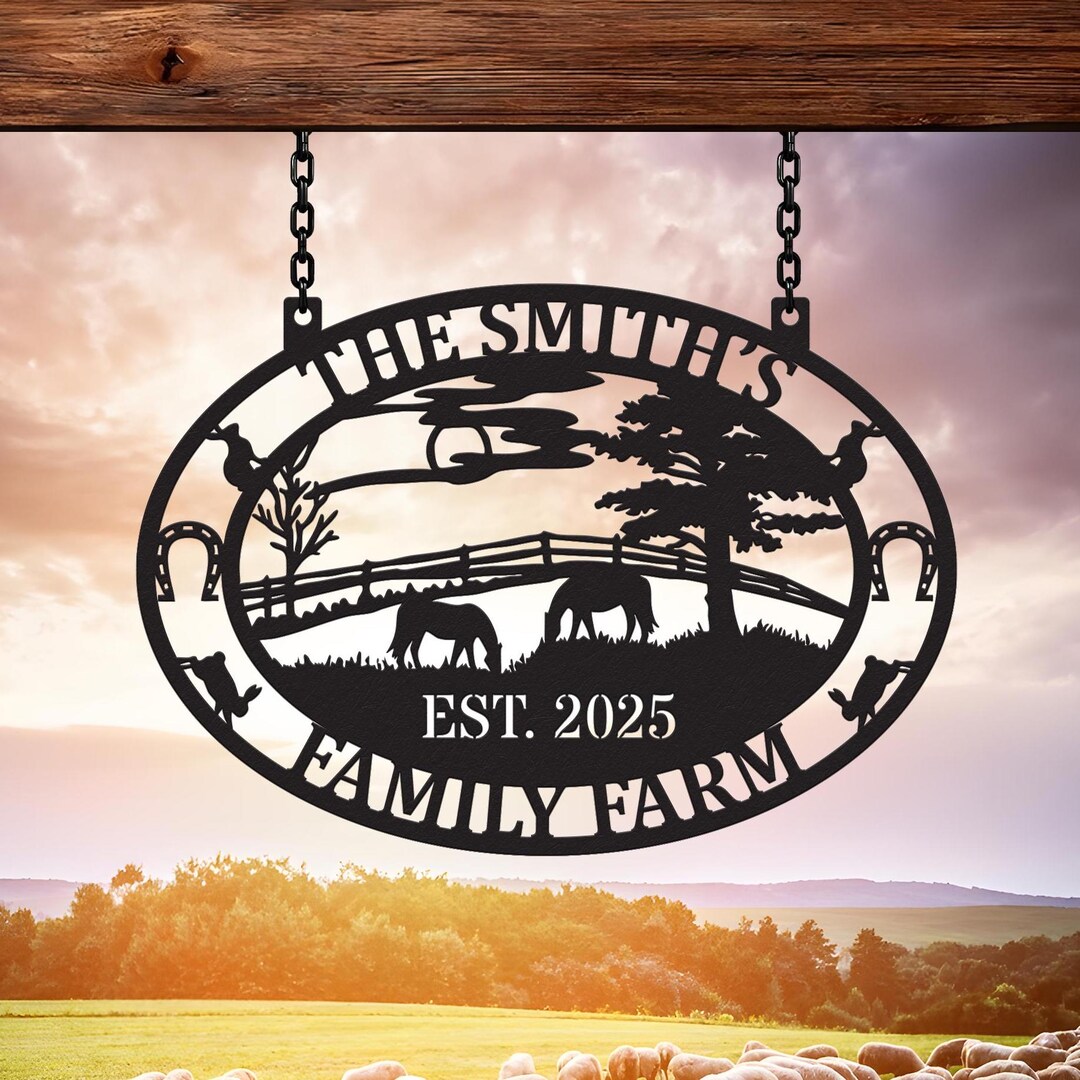 Personalized Family Farm Sign, Custom Horse Farm Metal Sign, Ranch ...