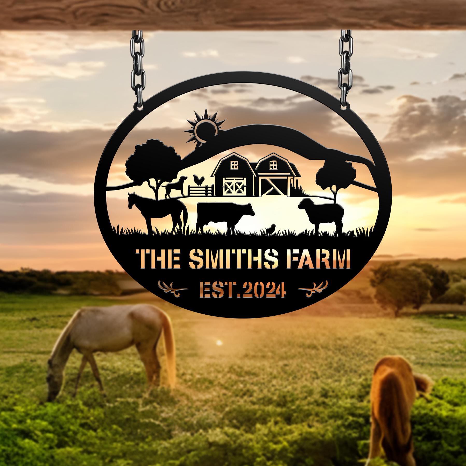 Custom Farmhouse Metal Sign, Custom Farm Name Metal Sign, Animal Farm ...