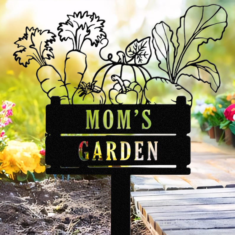 Custom Homegrown Veggies Garden Stake, Metal Vegetables Garden Sign ...