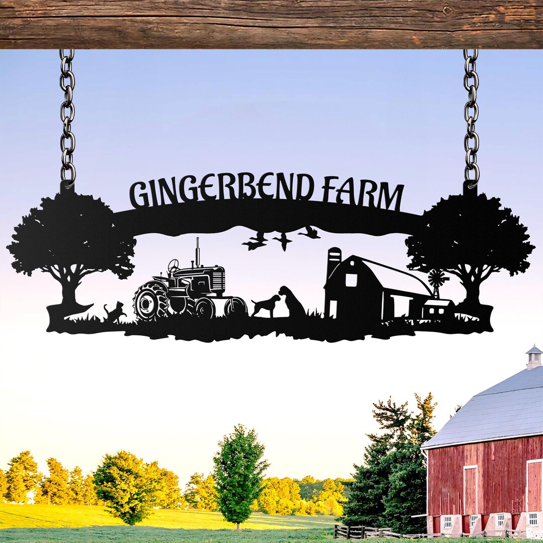 Custom Metal Farm & Ranch Sign, Personalized Family Name Sign With Cow ...