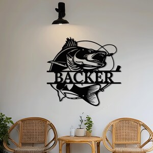 Custom Bass Fishing Metal Sign Led Lights, Fishing Metal Wall Art ...