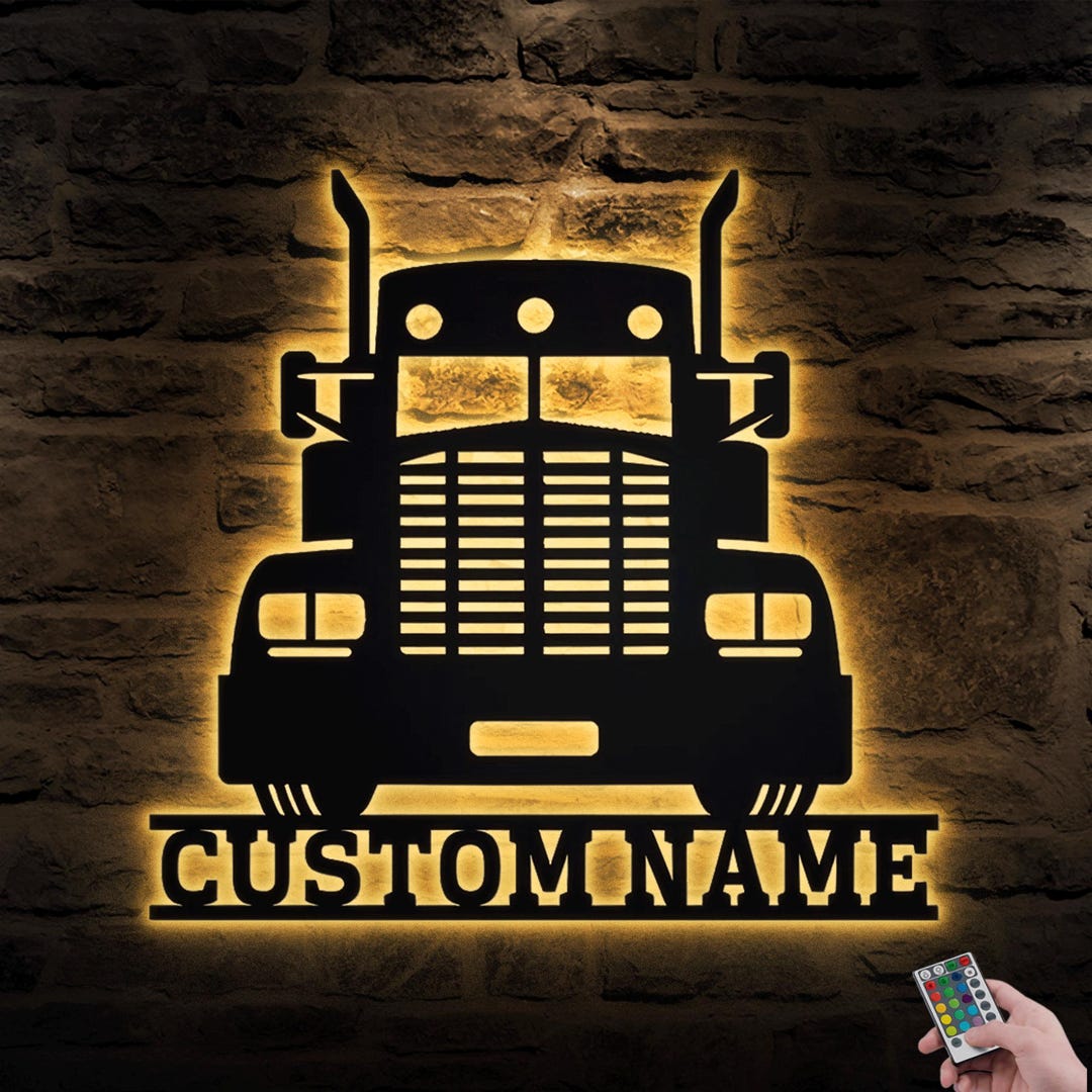 Custom Semi Truck Metal Wall Art, Personalized Trucker Truck Driver ...