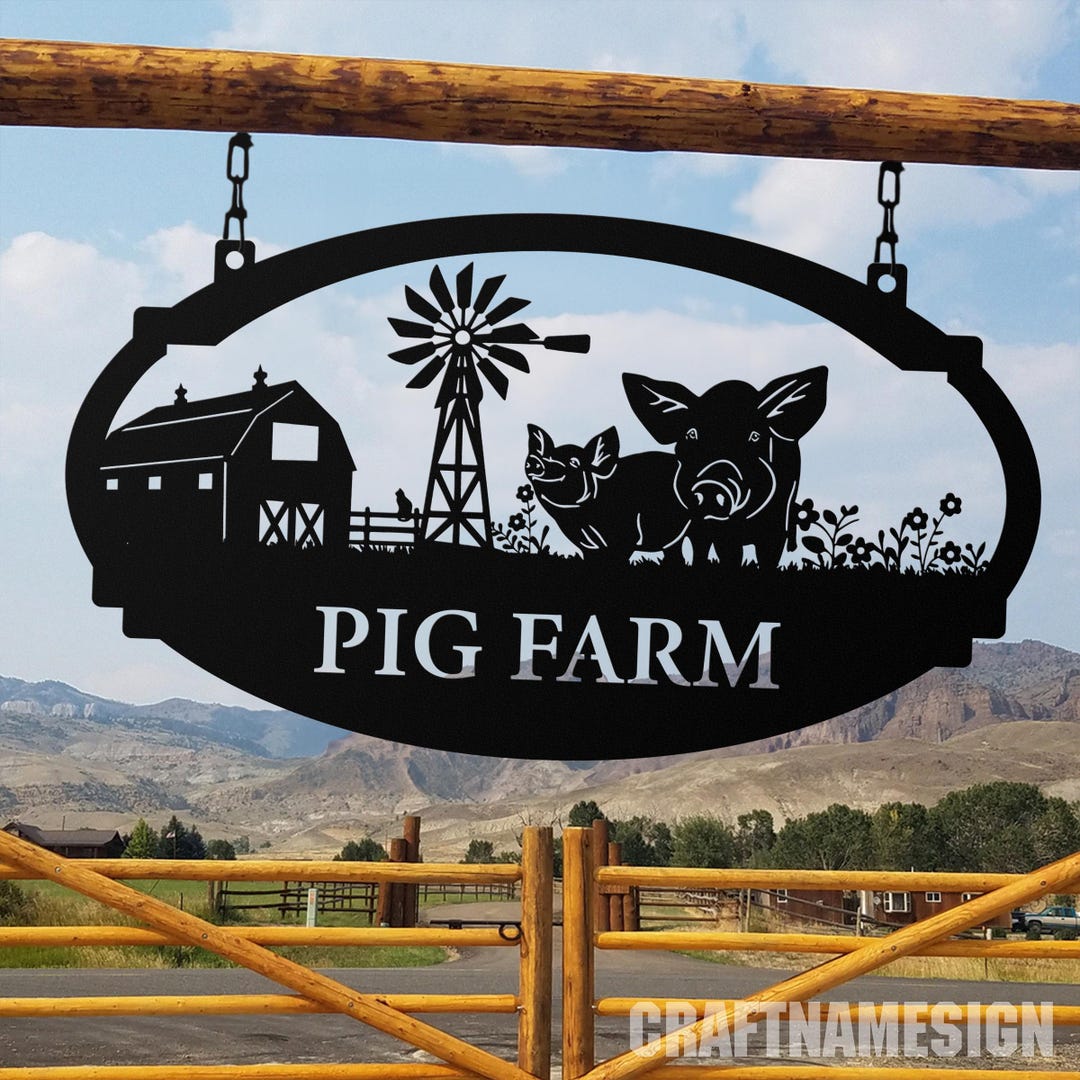 Custom Pig Metal Sign, Personalized Pig Farm Sign, Pig Wall Art, Metal ...