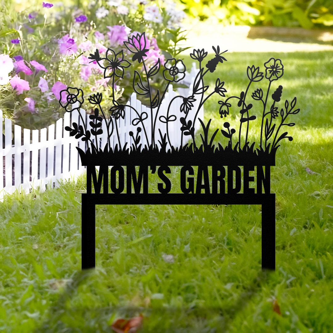 Custom Garden Sign With Stake, Family Garden Sign, Metal Flower Garden ...