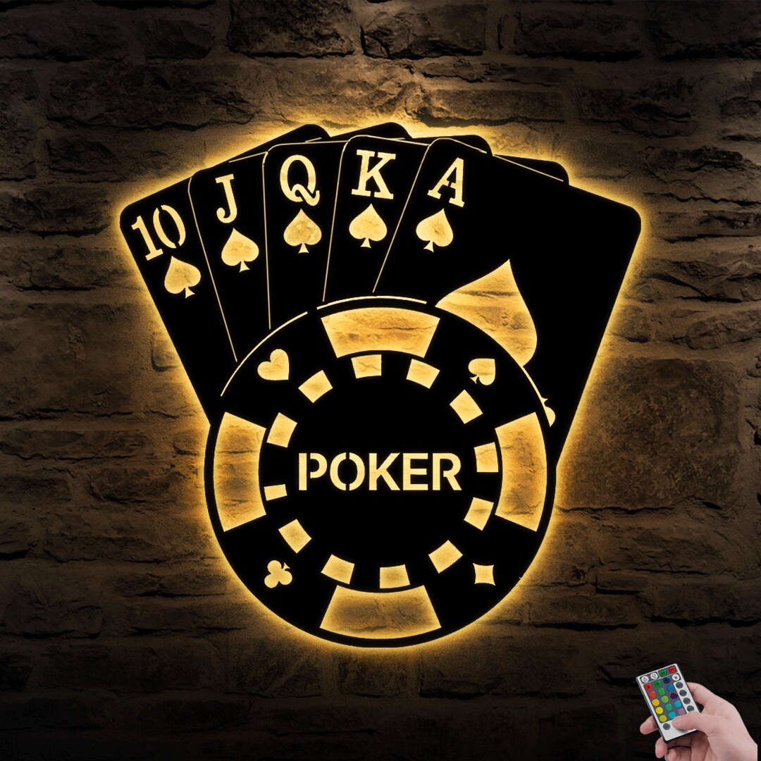 Custom Casino Playing Cards Chips Gambling Dice Poker Metal Wall Art ...