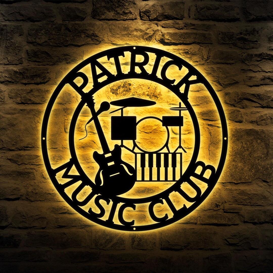 Musical Instruments Metal Wall Art With LED, Custom Music Studio Metal ...