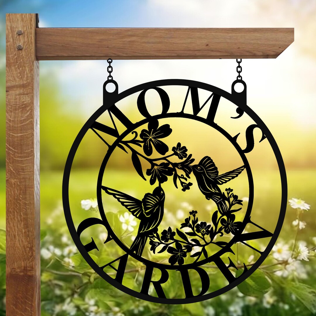 Custom Hummingbird Metal Garden Decor, Hummingbird Garden Sign ...